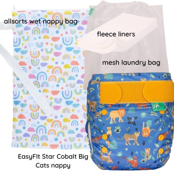 TotsBots Easyfit Star nappy - Cobalt Big Cats for sale - Qookeee